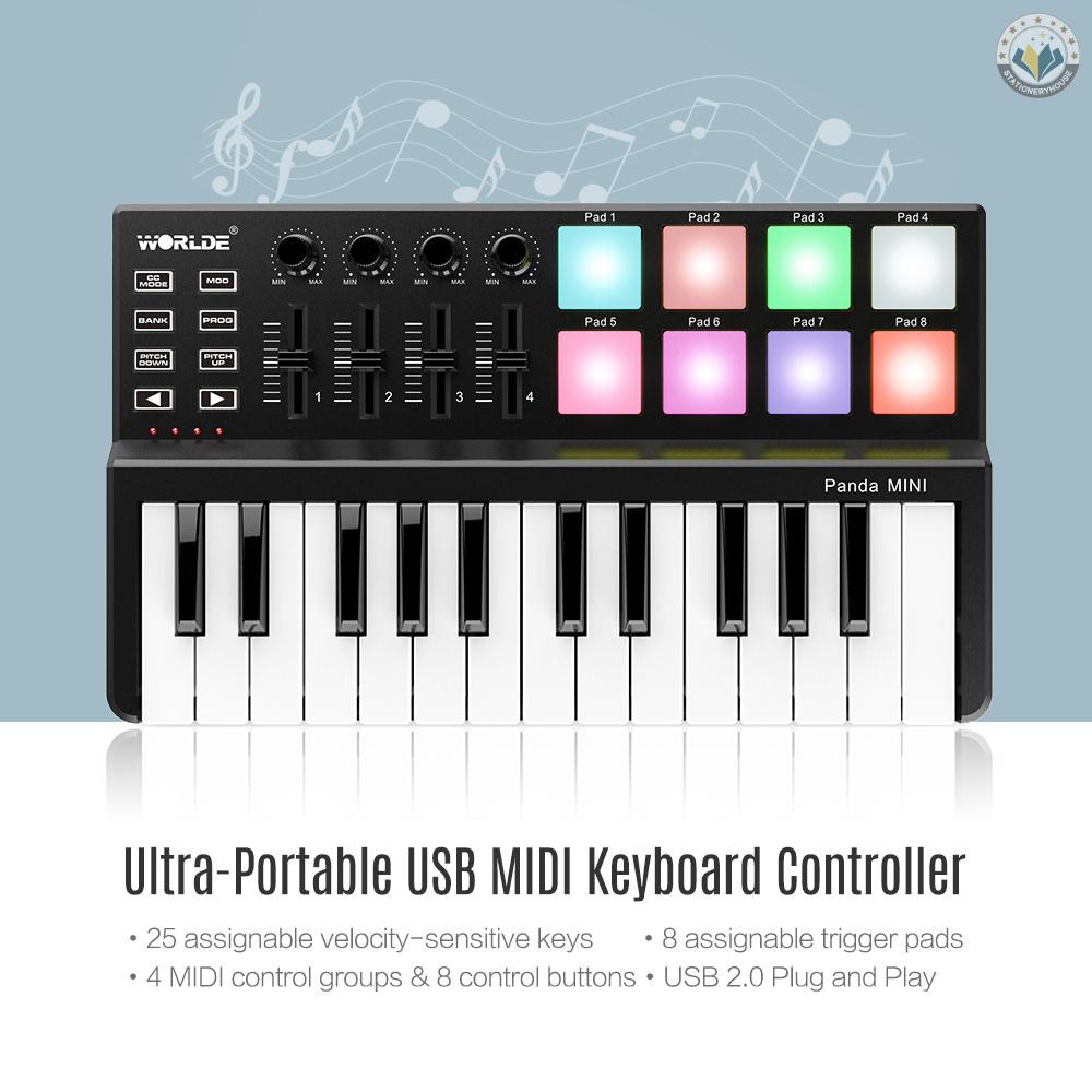 ♪Ready Stock♪ WORLDE Panda MINI 25-Key Ultra-Portable USB MIDI Keyboard ...