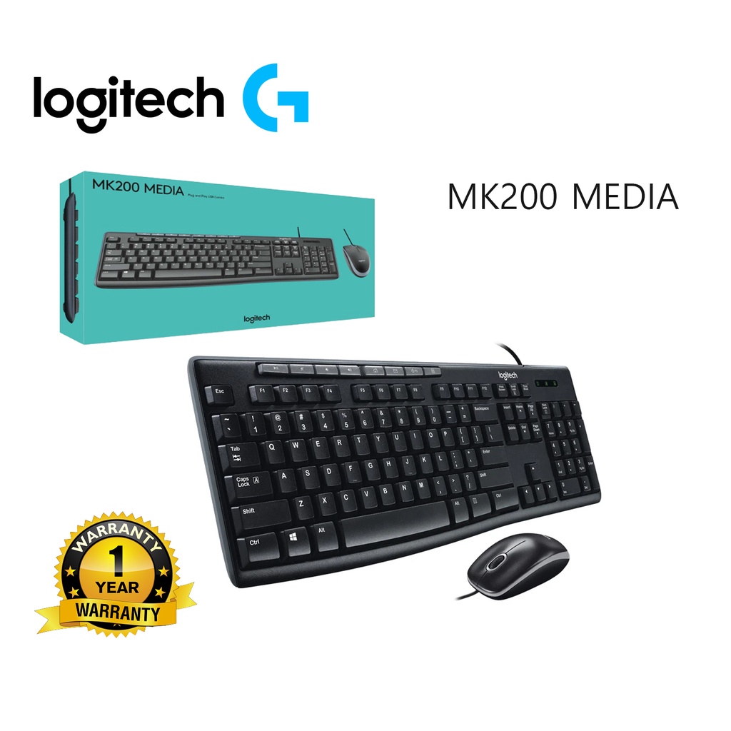 Logitech MK200 คีย์บอร์ด และเมาส์ media CORDED Combo [ Plug-and-Play ...