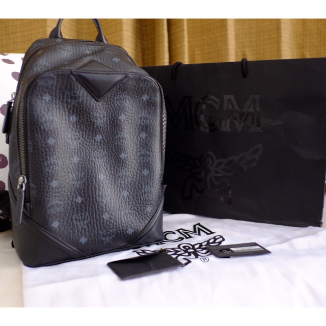 MCM Duke Visetos Backpack Small Black | Shopee Thailand