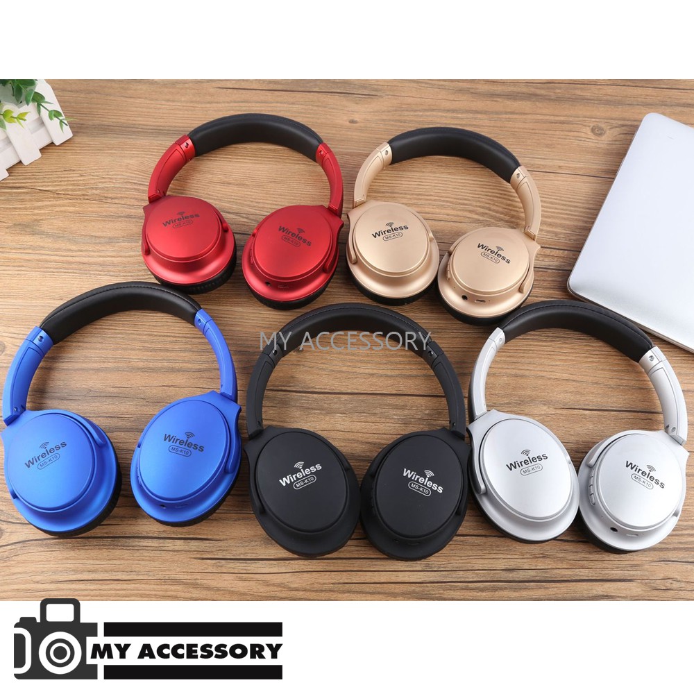 หูฟังไร้สายบลูทูธแบบครอบหู รุ่น MS-K10 (Bluetooth Headphone Stereo) เสียงดีมาก | Shopee Thailand