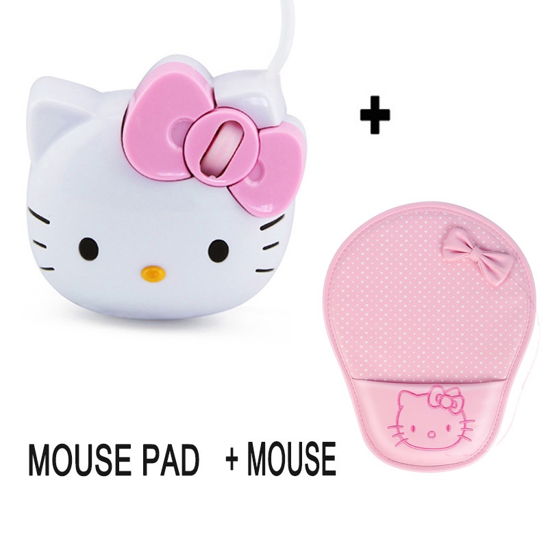 เมาส์ออปติคอล 1600 DPI USB 2.4G ลายการ์ตูน Hello Kitty 3D ออกแบบตามสรีรศาสตร์ สีชมพู สําหรับแล็ป ...