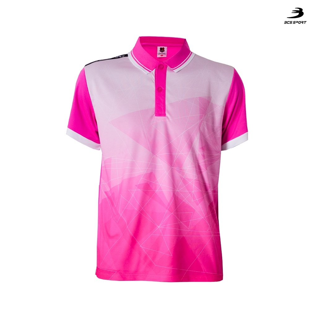 BCS SPORT เสื้อพิมพ์ลาย/กีฬา คอโปโล ปกสปอร์ต สีชมพู UNISEX เนื้อผ้า MICRO PLUS+ รหัสJ9004/J9006 ...
