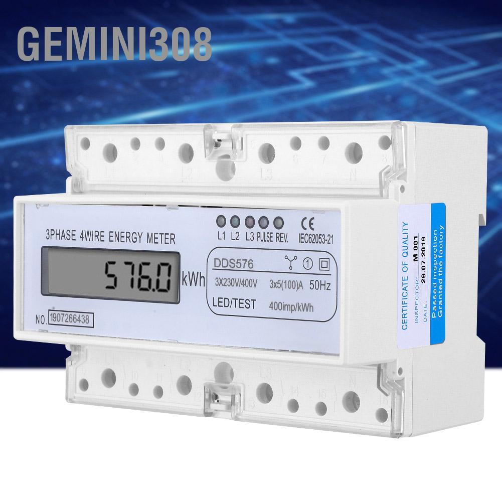 Gemini308 DDS576 Watt Hour Meter LCD Display 3 Phase 4 Wire 7P 380V ...