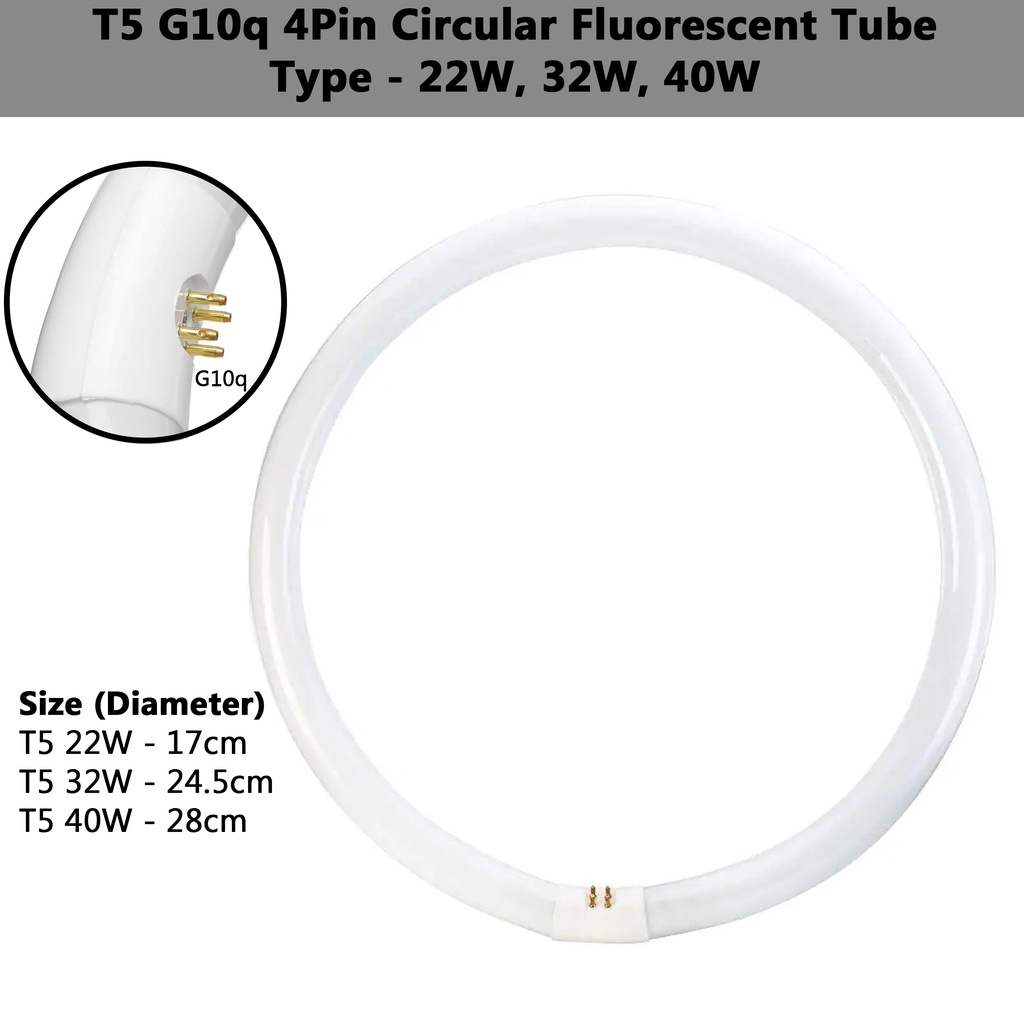 Lekise Hitachi Dai-Shida T5 T9 G10q 4Pin [22W 32W 40W] ท่อเรืองแสง ทรงกลม | Shopee Thailand