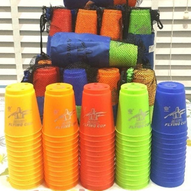 แก้วสแต็ค (Stacking Cup) แถมถุงผ้า เกมเรียงแก้ว (Magic Flying Stacking Cup) stack cup แพ็คกล่อง ...