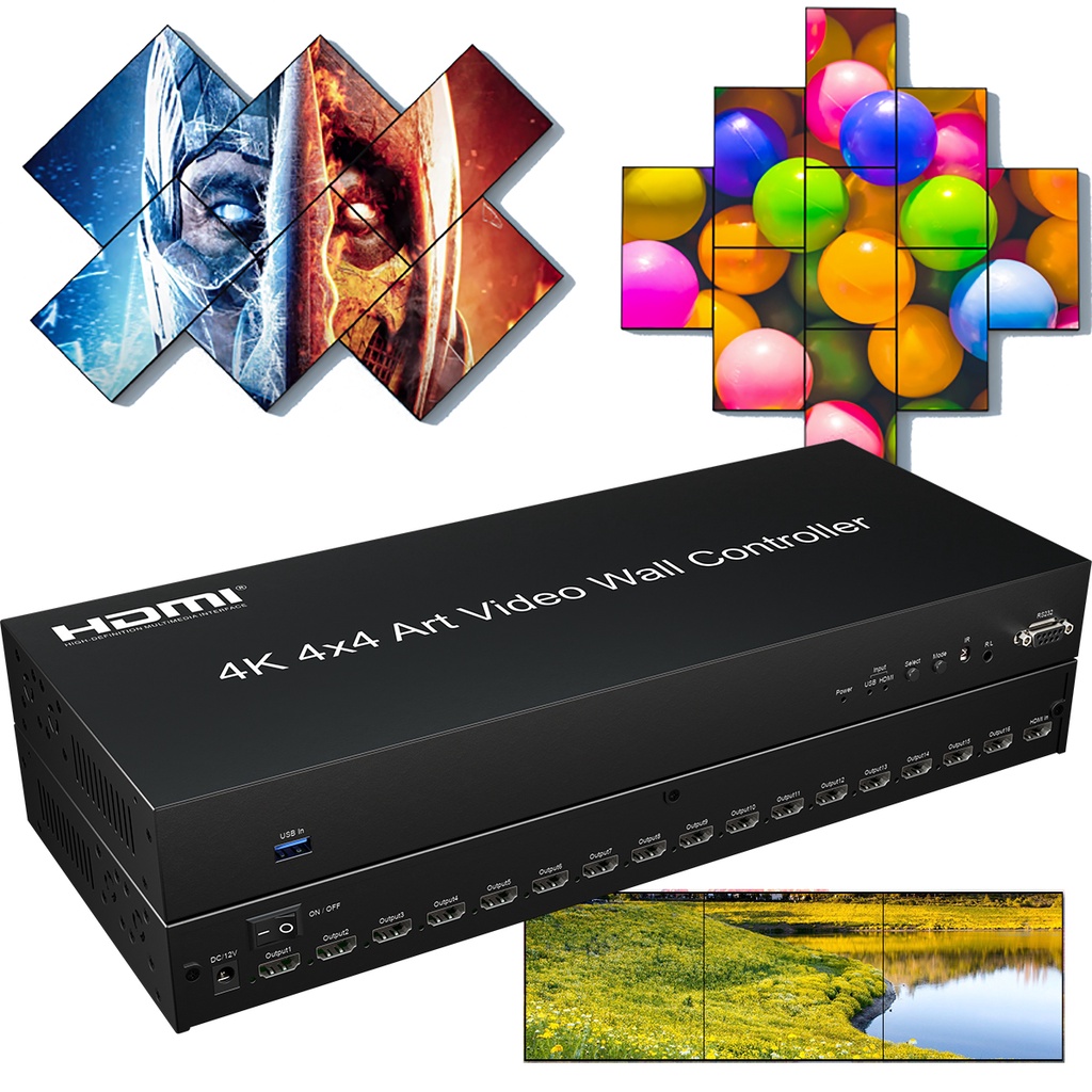 Hd 4K 4x4 Video Wall Controller USB 3.0 U Flash Disk Drive Player 16 ...