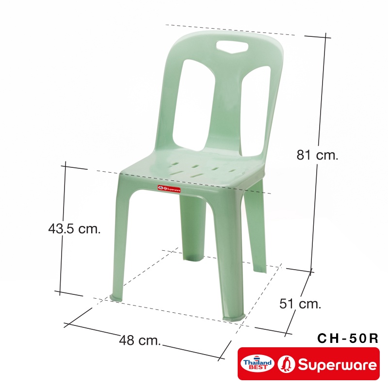 Srithai Superware เก้าอี้พลาสติก มีพนักพิงรุ่น ที่นั่ง สำหรับ สนาม นั่งเล่น วัด โต๊ะจีนรุ่น CH ...