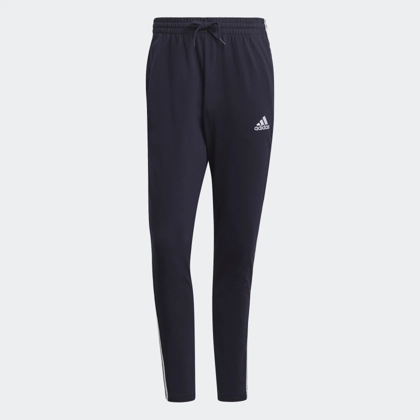 Adidas กางเกงกีฬาขายาวผู้ชาย Essentials Single Jersey Tapered Open Hem 3-Stripes Pants | Legend ...