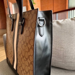 GRAHAM STRUCTURED TOTE IN SIGNATURE CANVAS WITH VARSITY STRIPE | Shopee ...