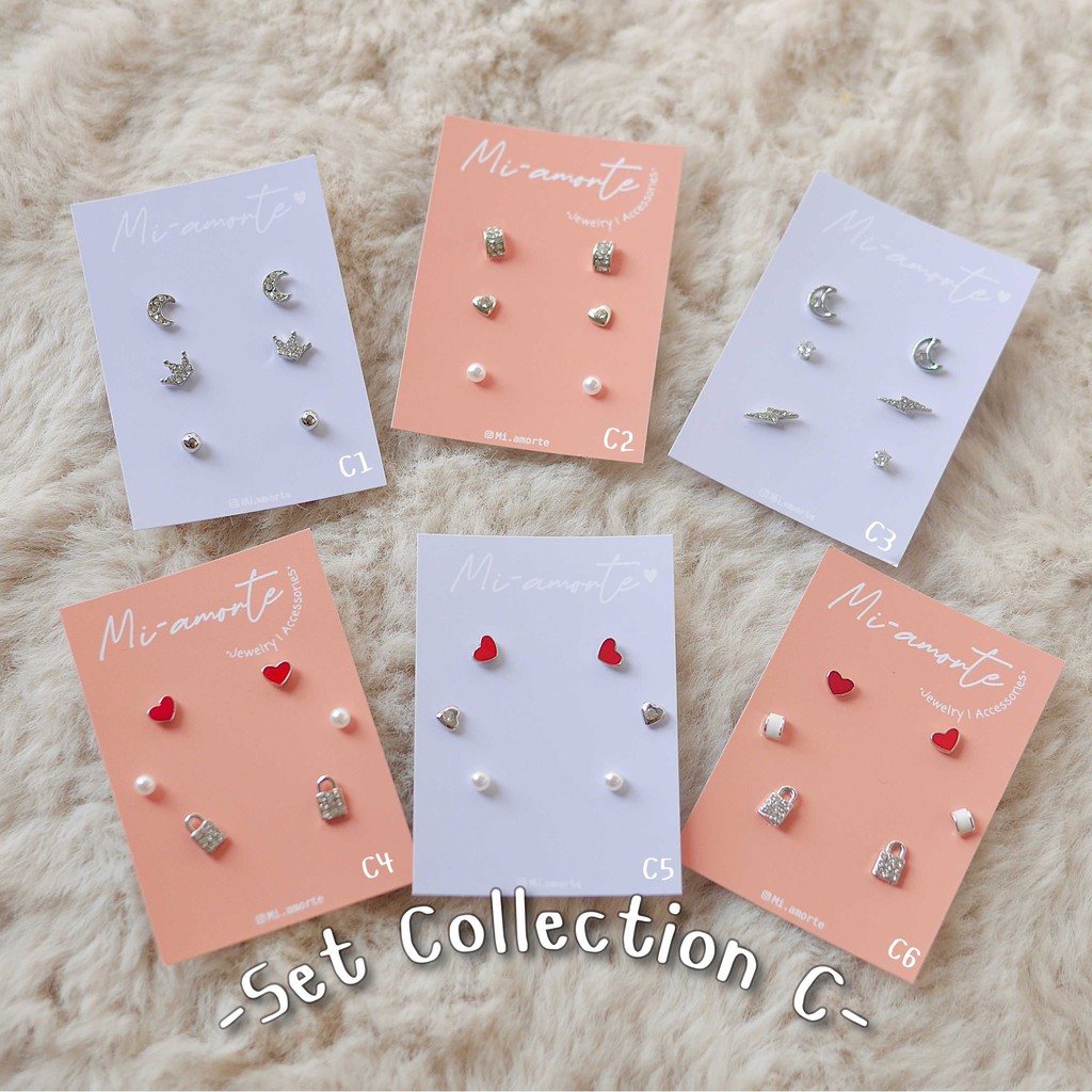 ต่างหูก้านเงินแท้ S92.5 ♡ Set collection C⁣ | Shopee Thailand