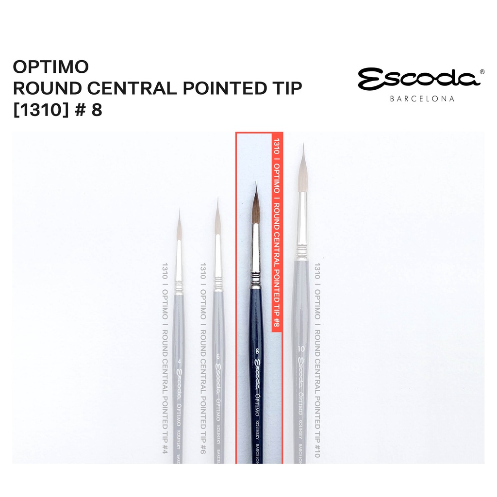 ESCODA พู่กันสีน้ำ สีอคิลิค สีน้ำมัน หัวกลม ขนโคลินสกี้ี้ OPTIMO ROUND CENTRAL POINTED KOLINSKY ...