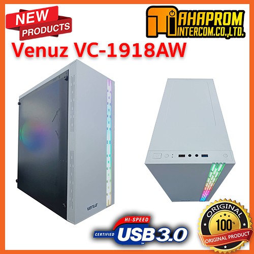 VENUZ Acrylic Side ATX Computer Case VC1918AW with RGB LED Lighting ...