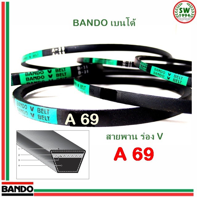 สายพาน แบนโด A69 - 1 เส้น ร่อง วี BANDO V Belts | Shopee Thailand
