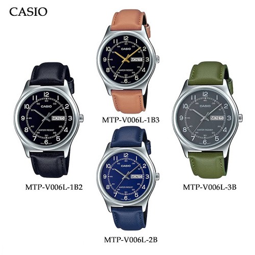 Casio Standard นาฬิกาข้อมือผู้ชาย สายหนัง รุ่น Mtp V006l Mtp V006l 1b2 Mtp V006l 1b3 Mtp V006l
