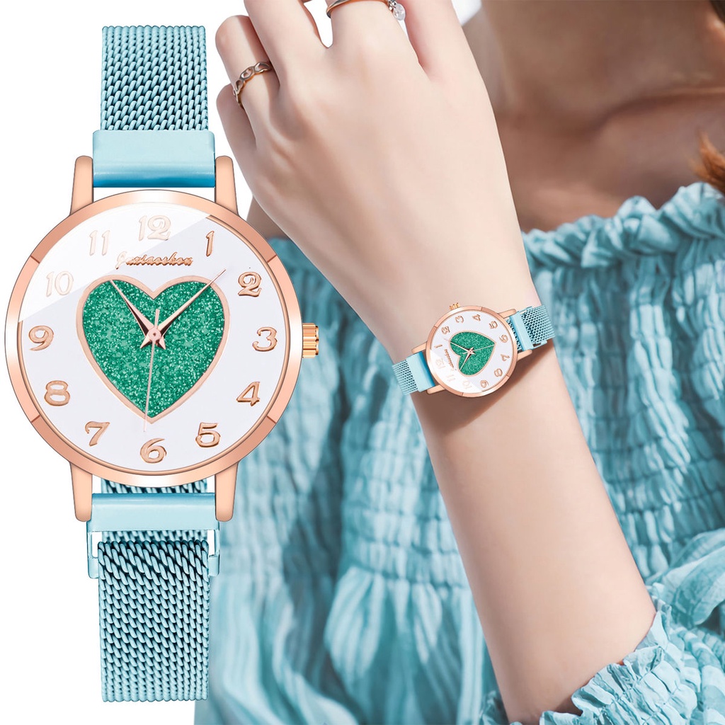 【READY STOCK】Fashion Heart Magnet Women Watch Stainless Steel Ladies ...