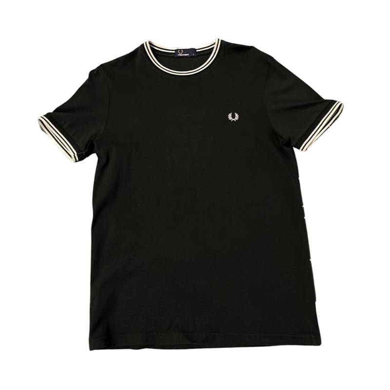 FRED PERRY - SIZE S สีดำ/แถบขาว (สินค้ามือสอง) | Shopee Thailand