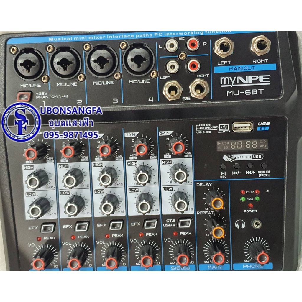 MU-6BT มิกเซอร์myNPE6 INPUT MU-6BT USB บลูทูธ สามารถเชื่อมต่อกับคอมพิวเตอร์เพื่อใช้งานเป็น ...