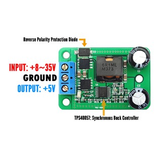 บอร์ดปรับแรงดันไฟลง 5 โวลต์ 5 แอมป์ 5V 5A 25W TPS40057 DC-DC Step-Down ...