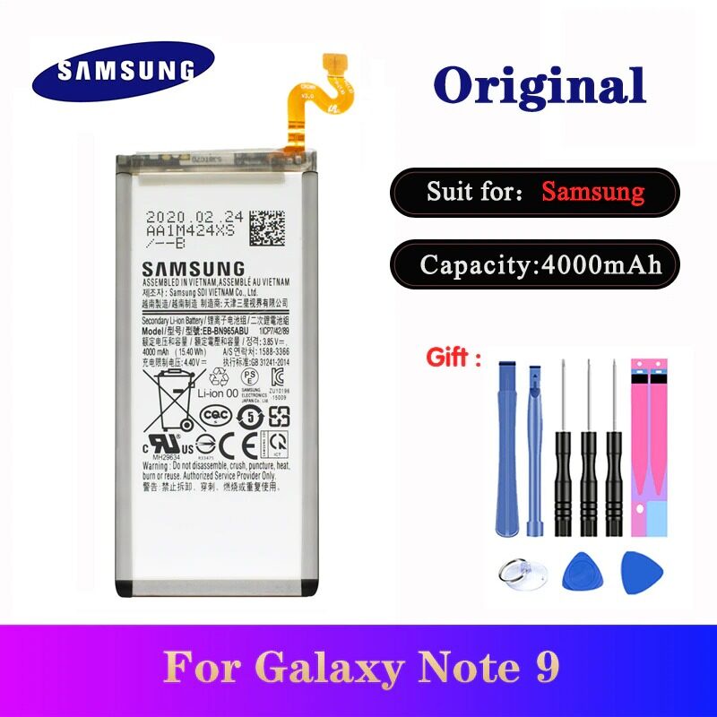 แบตเตอรี่ เดิม Samsung Galaxy Note 9 N9600 SM-N9600 EB-BN965ABU 4000mAh พร้อมชุดถอด+แผ่นกาวติด ...