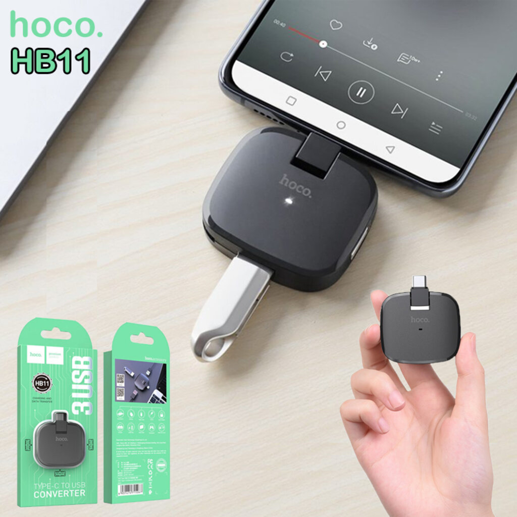 HOCO HB11 หัวแปลง TYPE-C to USB CONVERTER (OTG HUB 3 USB) USB 2.0 แท้ ...