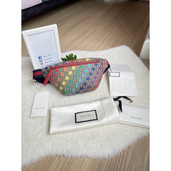 Gucci Supreme Canvas Kids Rainbw Stars Belt Bag | Shopee Thailand