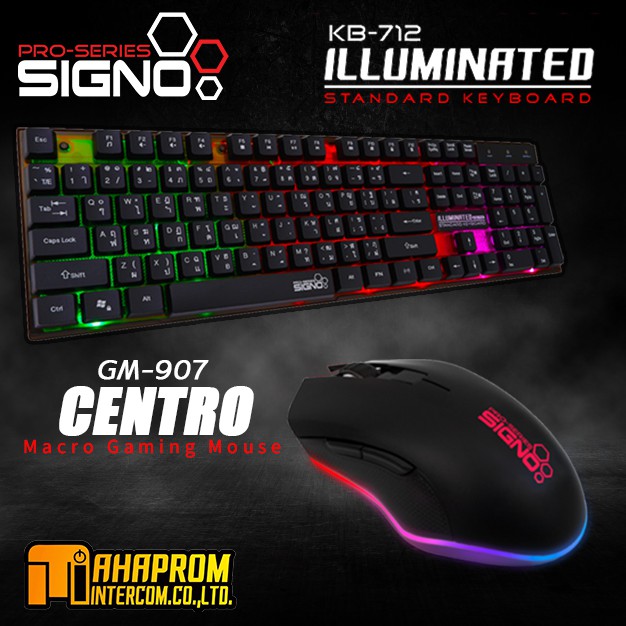 ⌨️ [ชุดเมาส์คีย์บอร์ด] SIGNO KB-712 + GM-907 Gaming Combo ไฟ RGB คีย์ ...