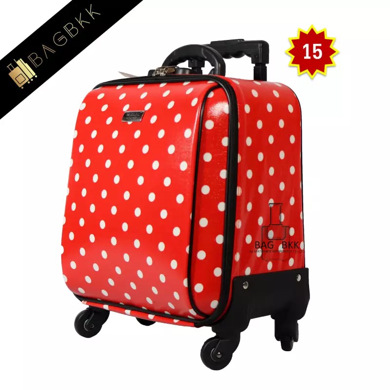 BAG BKK กระเป๋าเดินทางล้อลาก WHEAL 15 นิ้ว 4 ล้อ ลายจุด หมุนรอบ 360 ...