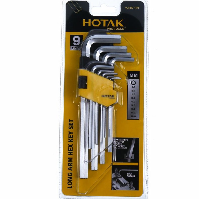 ชุดประแจแอลหกเหลี่ยม (9ตัว/ชุด) HOTAK Long Arm Hex Key Set ประแจแอล ...