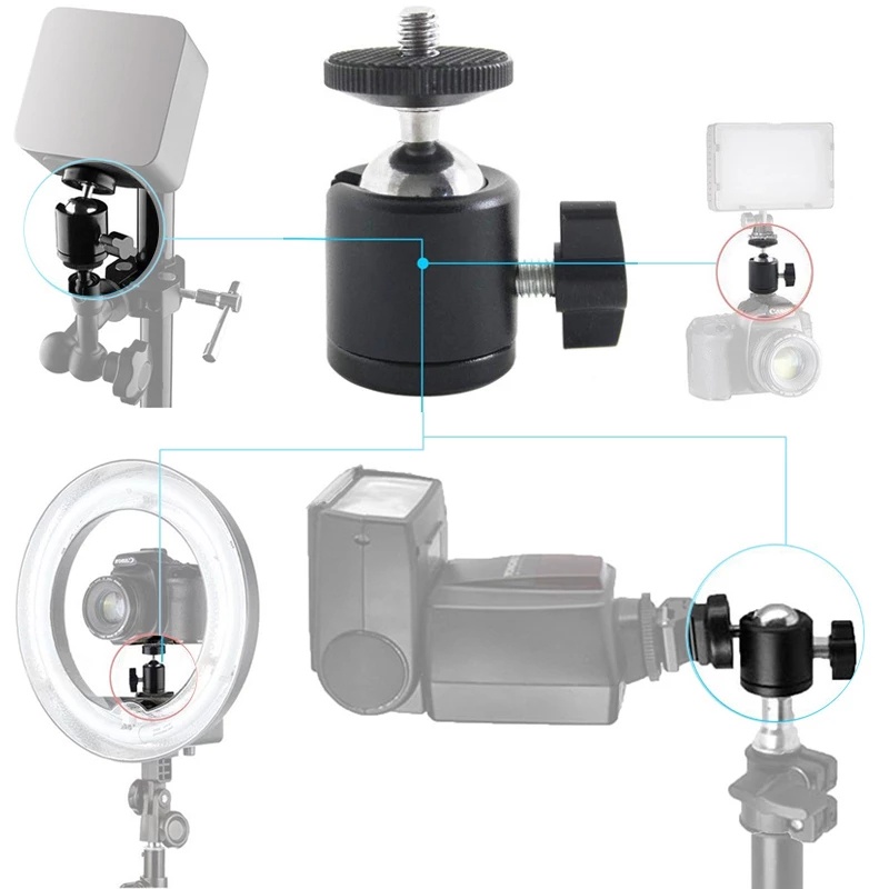 360°Rotation Ball สกรู 1/4 นิ้วกล้องขาตั้งกล้องหัวบอลมินิรองเท้าฮอตอะแด ...