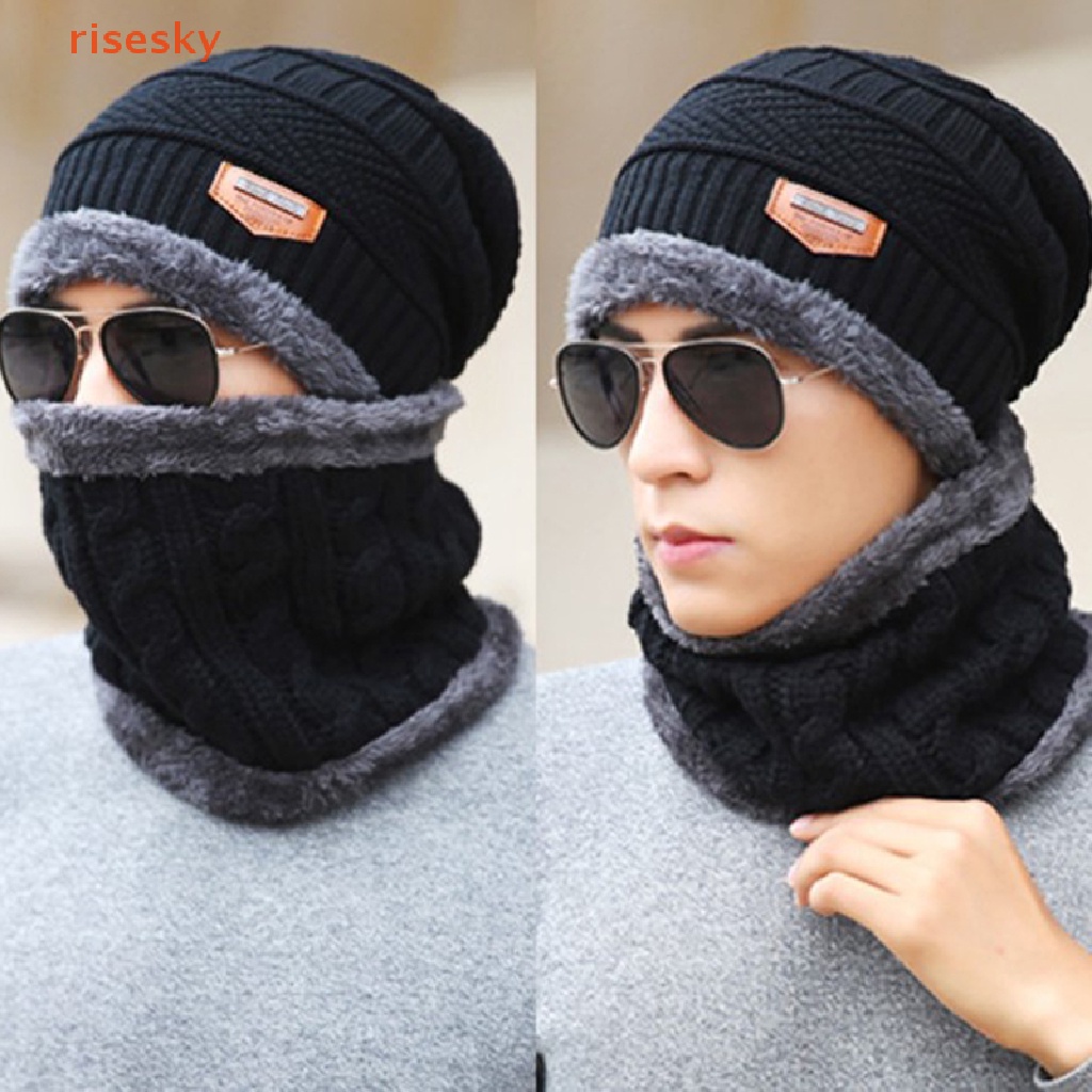 [risesky] Winter Hats For Men Skullies Beanie Hat Winter Cap Men Women ...