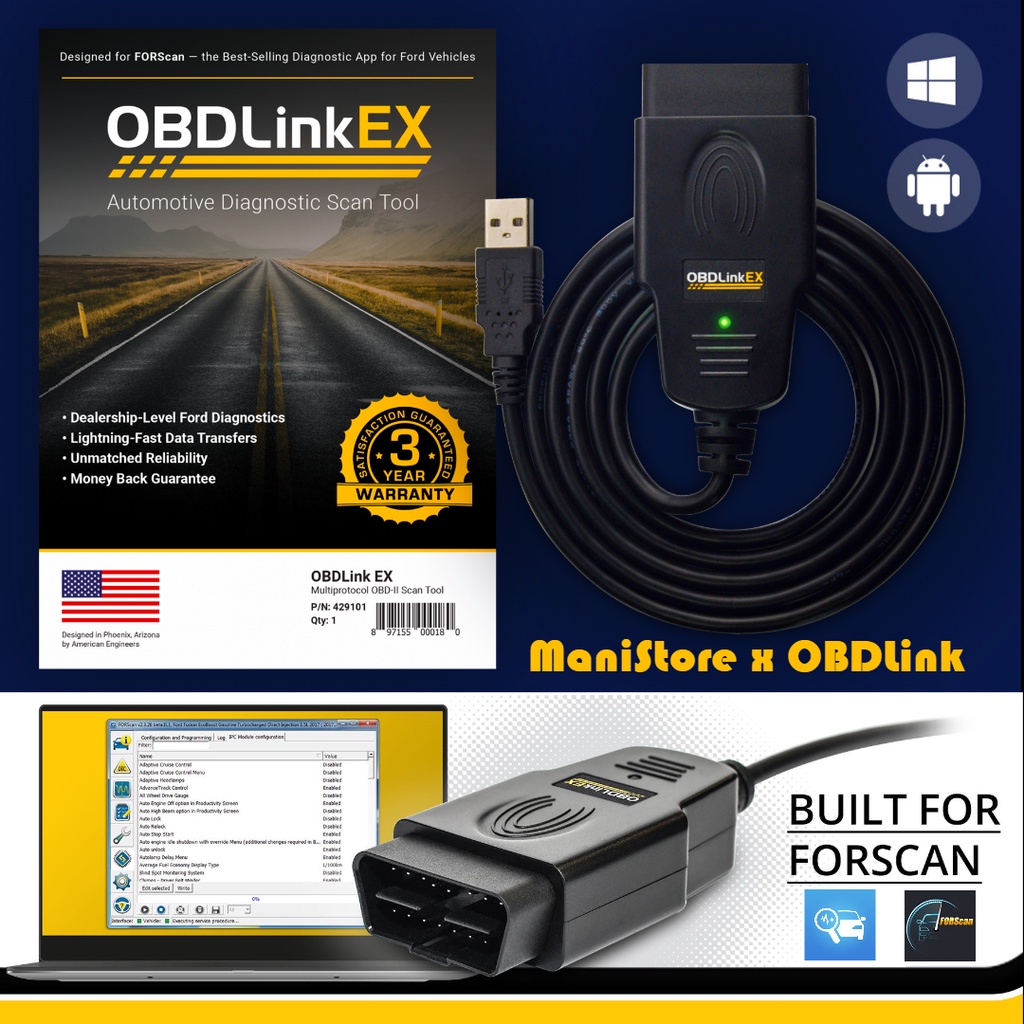 OBDLink® EX USB Professional FORScan software Scan Tool and OBDwiz ...