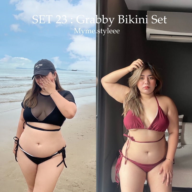 Set23 : Grabby Bikini Set บิกินี่สาวอวบ 3 ชิ้น | Shopee Thailand