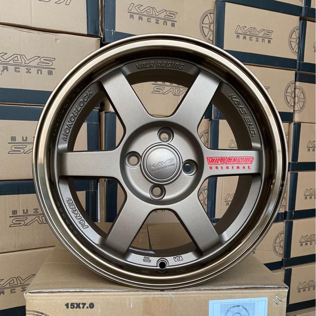 ล้อ TE37 หยอดแดง 15x7.0 4x100 ET35 ทั้งหมด 4 สี สีน้ำตาล สีเทากัน สีขาว สีดำ งานKAYS 4วง ...