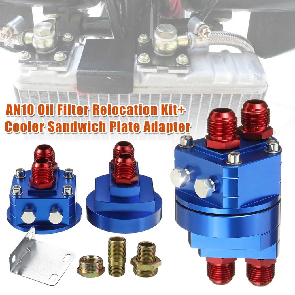AN10 Universal Aluminum Car Oil Filter Relocation Kit Oil Cooler ...