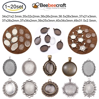 Beebeecraft จี้แก้วใส ทรงวงรี สไตล์ทิเบตโบราณ สีเงิน สําหรับทําเครื่องประดับ DIY 1-20 ชุด ...