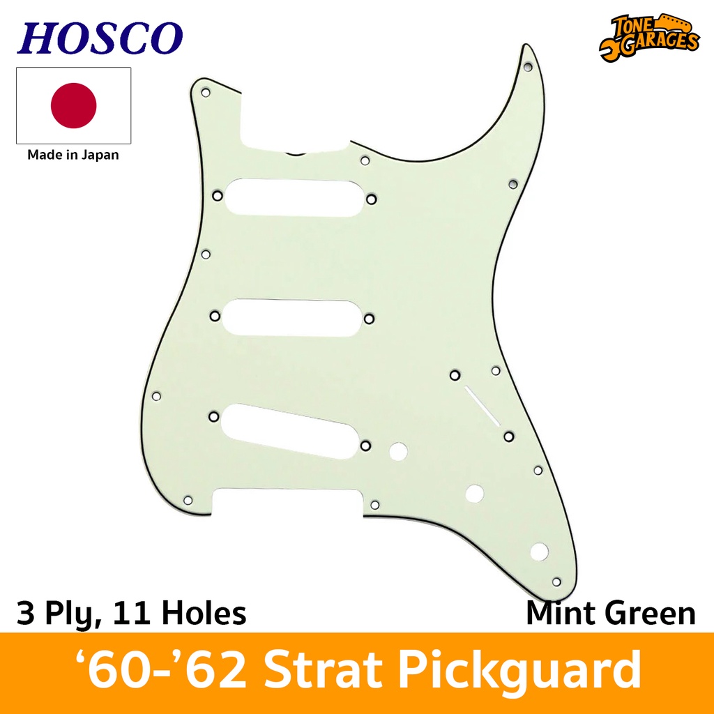 Hosco 60 - 62 Strat Pickguard Mint Green 3 Ply 11 Hole Stratocaster ปิ๊กการ์ด กีต้าร์ไฟฟ้า Made ...