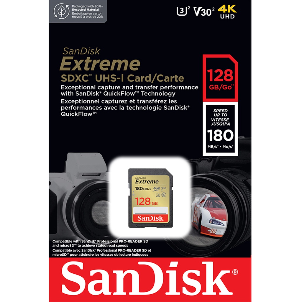 SanDisk Extreme SD Card SDHC SDXC 32GB , 64GB ,128GB , 256GB (SDSDXVT ...