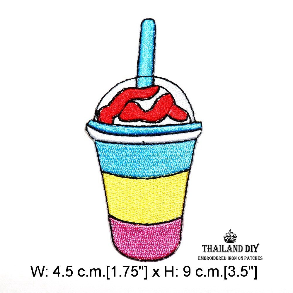 ตัวรีดติดเสื้อ ลายการ์ตูน น่ารัก ตัวรีดชานม อาหาร เครื่องดื่ม Soft Drink wop Patch งานปัก DIY ...