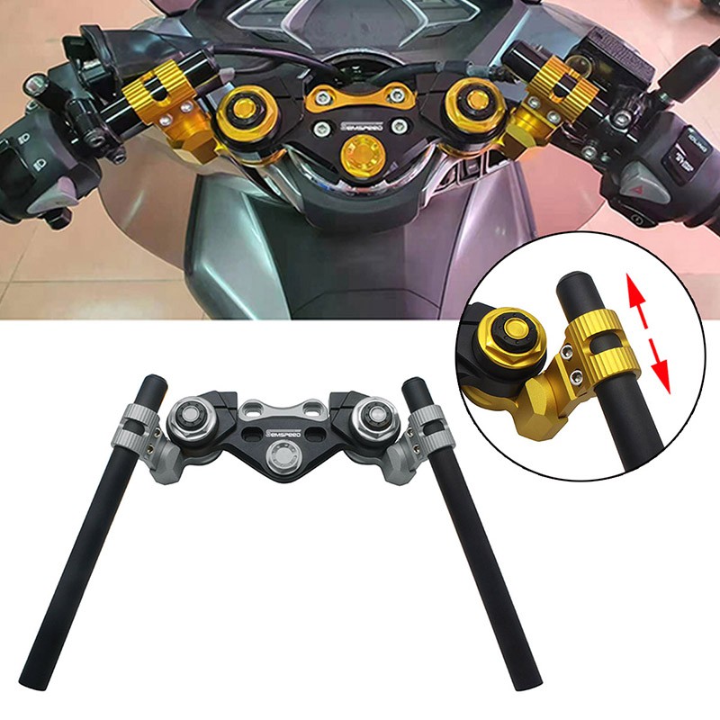 Semspeed โลโก้รถจักรยานยนต์ CNC 7/8 22 มม. แฮนด์บาร์ ส้อม คลิปออน สําหรับ Yamaha NMAX 125 150 ...