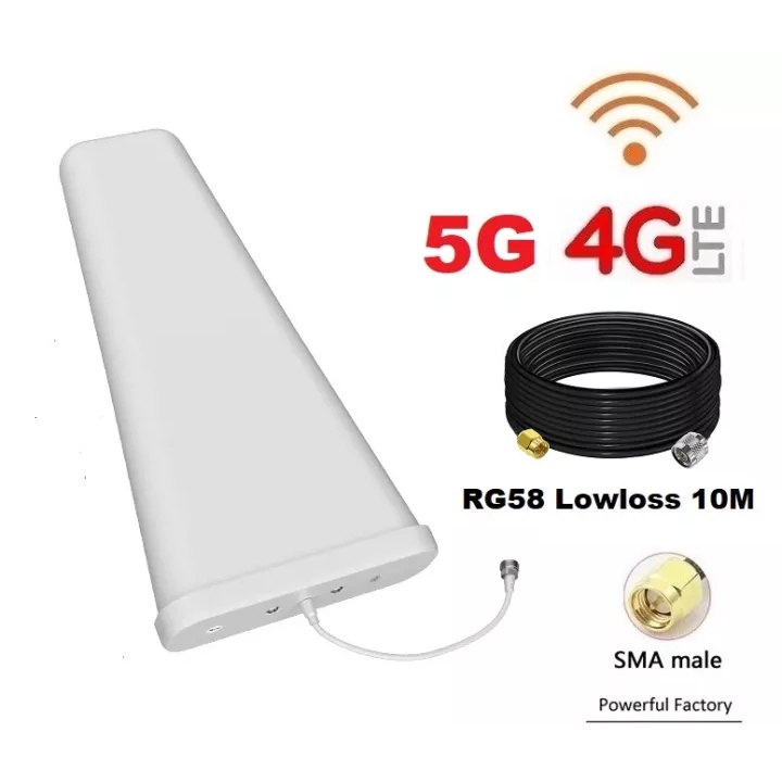 5G 4G 28dBi LPDA Antenna Full band LTE 690-3700MHz + Cable Low loss 10M | Shopee Thailand