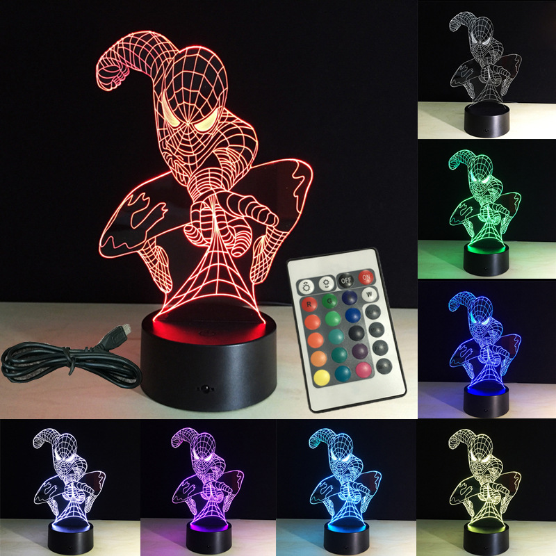 Spider man LED Night Light เปลี่ยนสีโคมไฟ USB Creative | Shopee Thailand