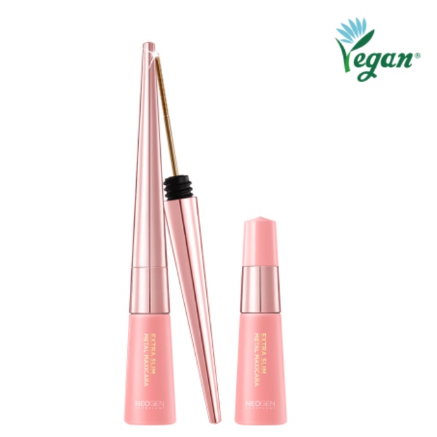 [ Neogen ] มาสคาร่า แปรงโลหะ แบบบางพิเศษ 2.5 มม. สีชมพู 6 มล. + รีฟิล 6 ...