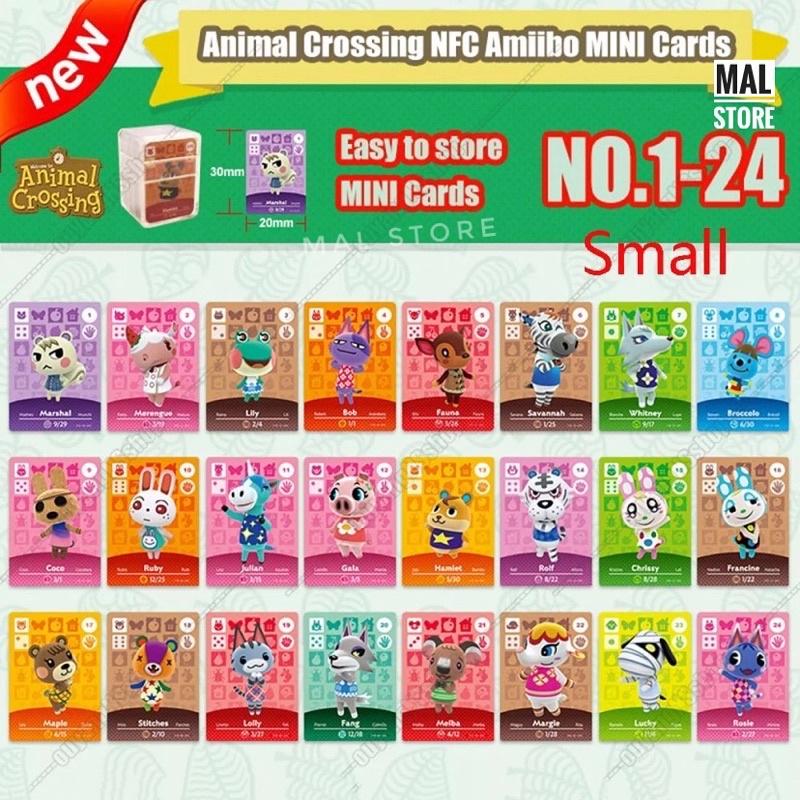Set 24 ชิ้น Animal Crossing New Horizons Mini Card Amibo NFC Collection | Shopee Thailand