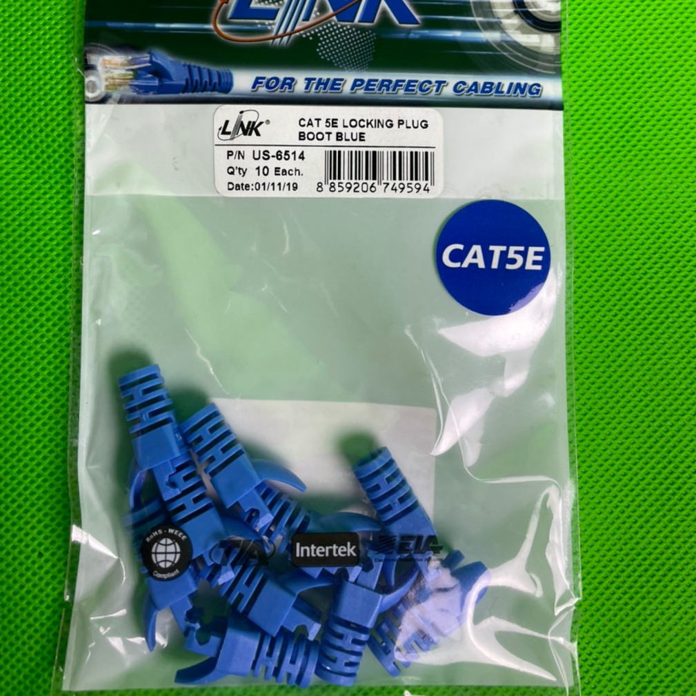 Plug Boots CAT5E ยี่ห่อ LINK รุ่น US-6514 Blue แท้ 100% บรรจุ 10 ชิ้น ...