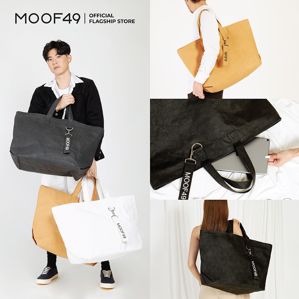 ac MOOF49 KRAFT TOTE BAG กระเป๋าผ้าคราฟท์ซักได้ ขนาดใหญ่ สกรีนชื่อได้ | Shopee Thailand