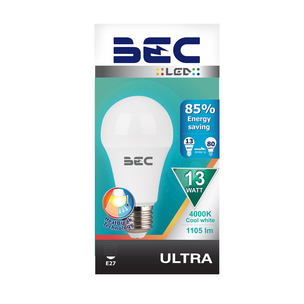 หลอดไฟ LED BEC A60 ULTRA 13 วัตต์ COOLWHITE E27 *ประหยัดไฟเพิ่มขึ้น 85%* | Shopee Thailand