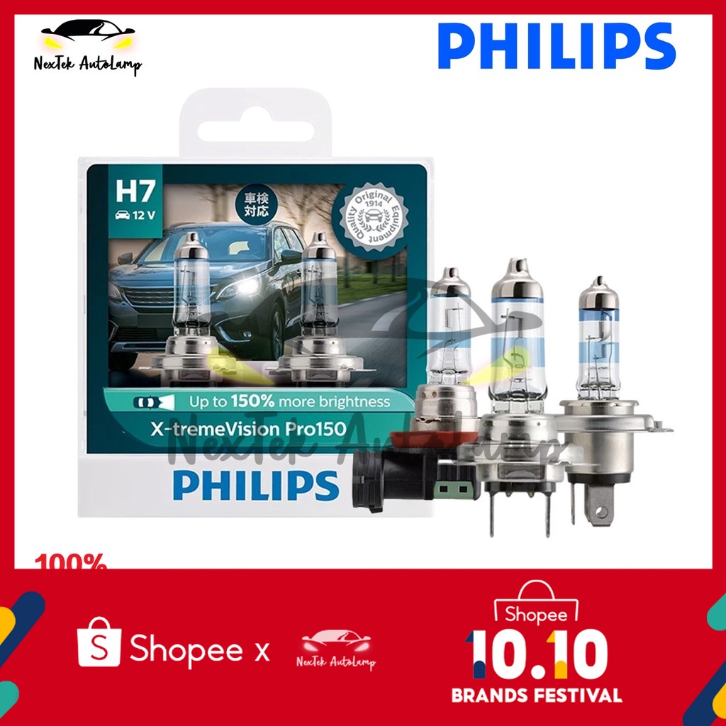 Philips X-treme Vision Pro150 H1 H4 H7 H11 HB3 HB4 HIR2 +150% Brighter Car Halogen Headlight ...