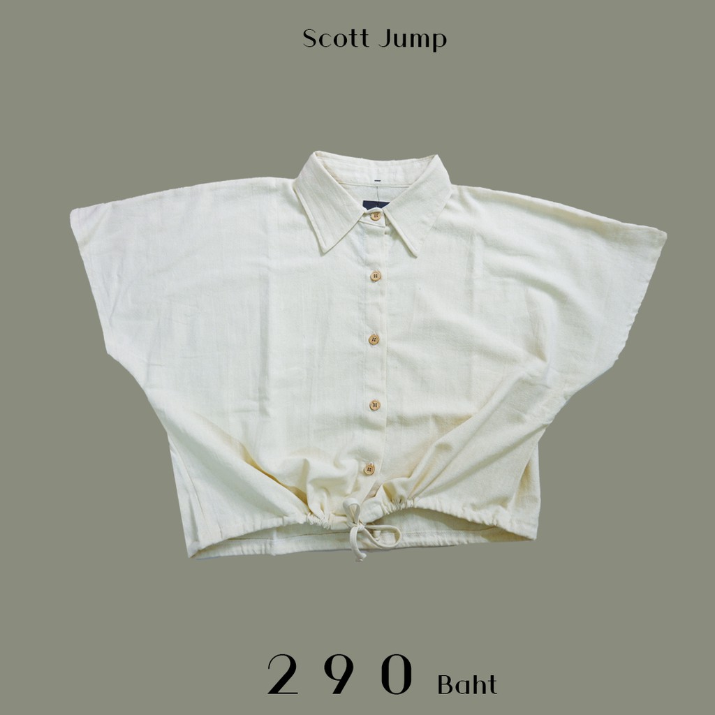 Scott Jump เสื้อเชิ้ตผ้าฝ้าย รุ่น ผูกโบว์ | Shopee Thailand
