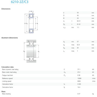6210-2Z/C3 SKF ตลับลูกปืนเม็ดกลมร่องลึก ฝาเหล็ก 2 ข้าง (50mm X 90mm X ...