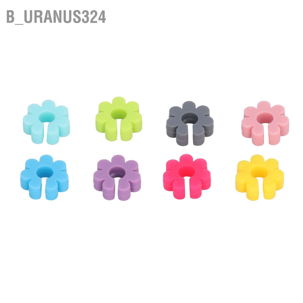 B_uranus324 16PCS Wine Glass Silicone Flower Shape Drink Marker Tag ...